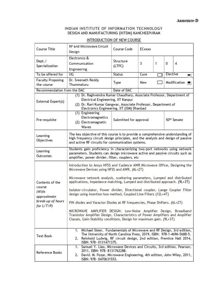 RF and Microwave Circuit Design Course | PDF | Microwave | Amplifier