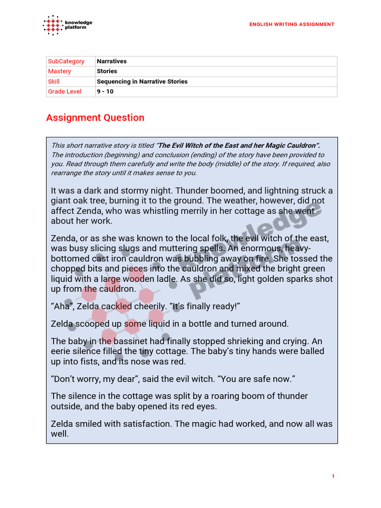 Narrative Writing Assignment Guide | PDF | Grammar | Syntax