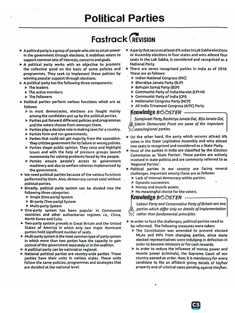 Political Parties Questions | PDF