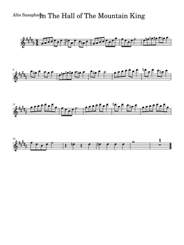 In The Hall of The Mountain King-Alto - Saxophone | PDF