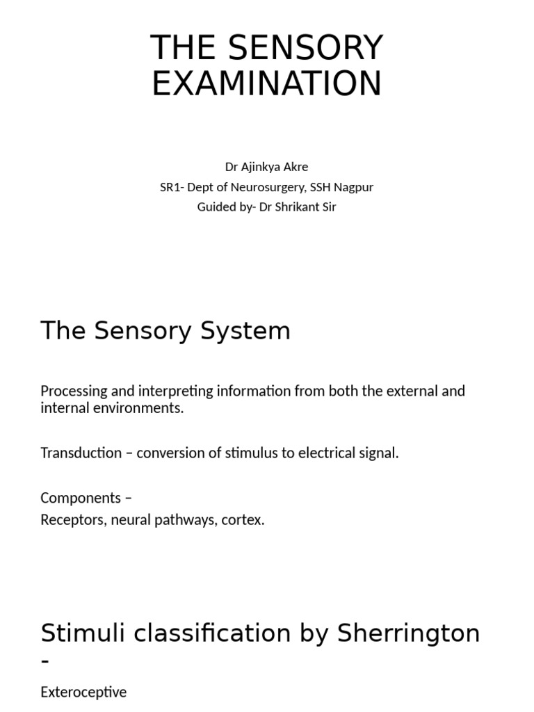 Sensory Examination Techniques and Insights | PDF | Neuroscience ...