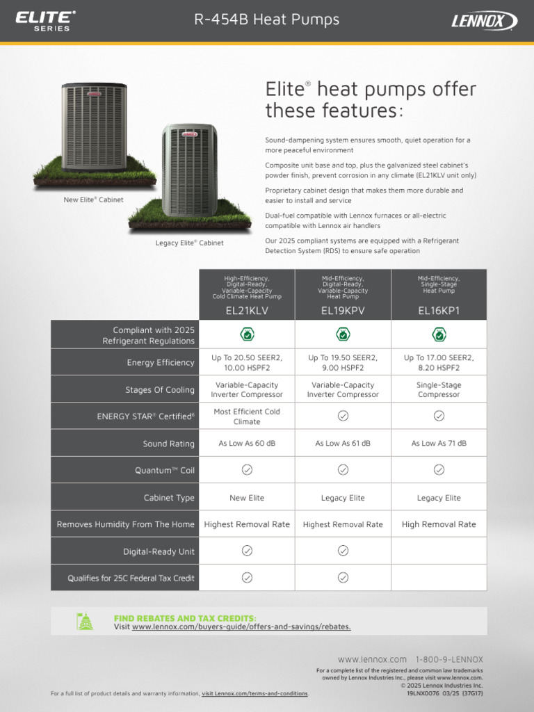 Lennox Elite Heatpumps 2025 | PDF | Heat Pump | Efficient Energy Use
