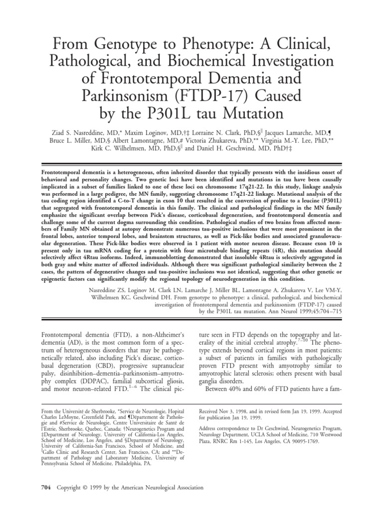 From Genotype to Phenotype_ a Clinical, Pathological, And Biochemical ...
