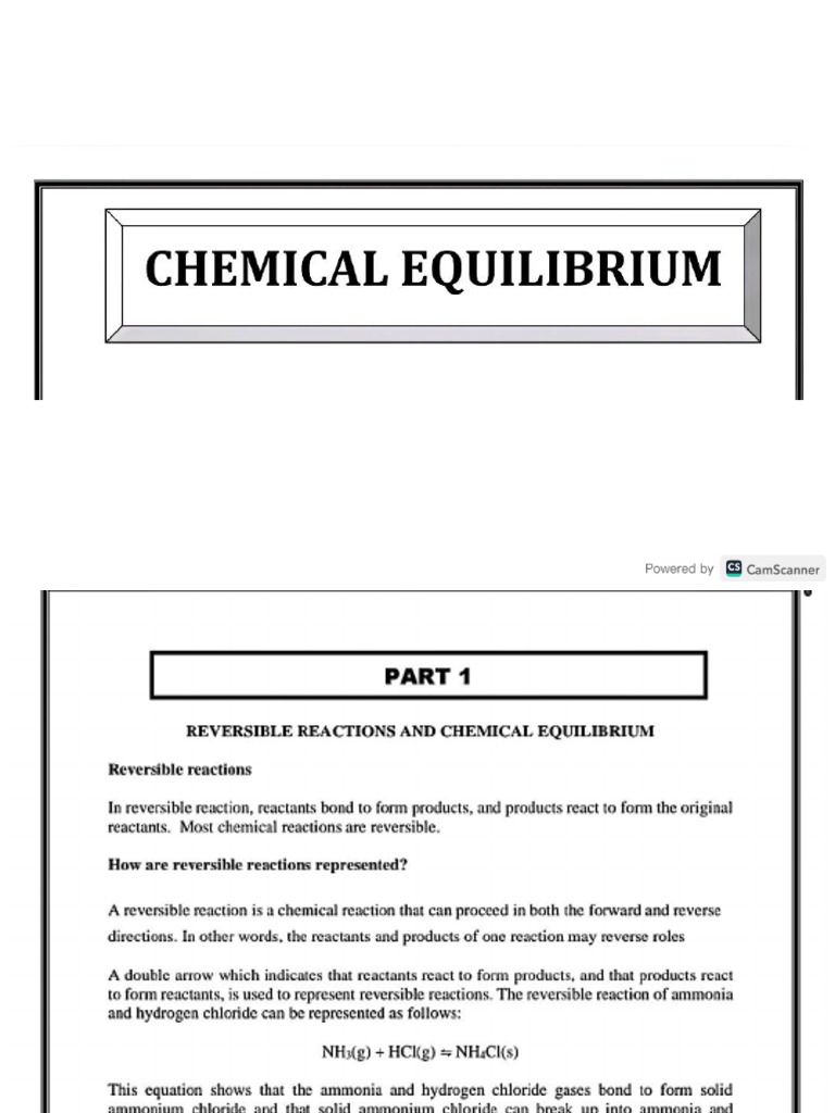 Chemical Equilibrium Notes | PDF