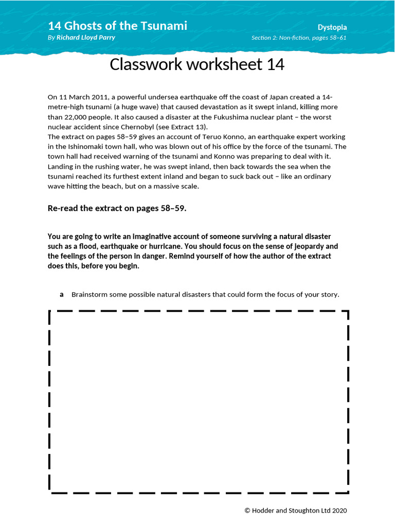 Homework Worksheet - 14 Ghosts of The Tsunami | PDF | Tsunami | Natural ...