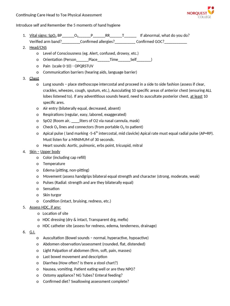 Continuing Care Head to Toe Student Resource 2019 | PDF | Pulse | Medical Specialties
