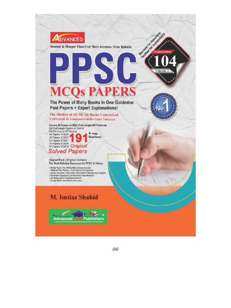 104 Edition PPSC Past Papers | PDF | Multiple Choice | Inspector