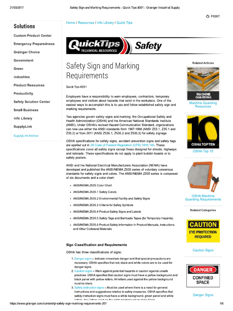 Safety Sign and Marking Requirements - ANSI Z535 | PDF