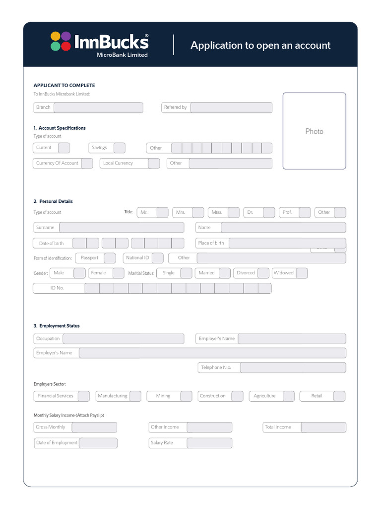 Innbucks Individual Account Opening Form | PDF | Overdraft | Banks