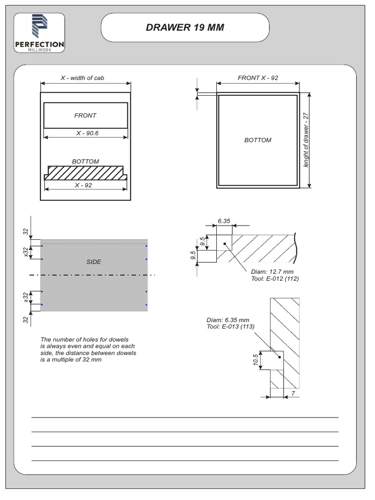 Drawer 19 MM Specifications | PDF