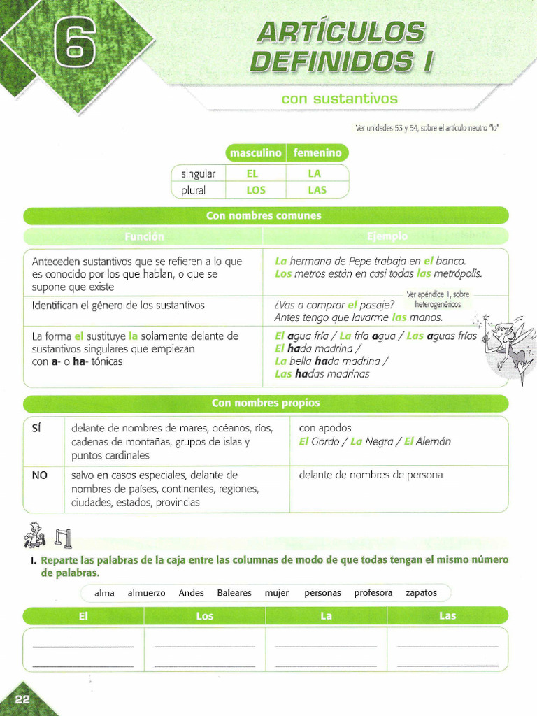 Artículos definidos en español: guía práctica | PDF | Sustantivo