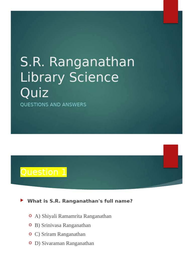 S.R. Ranganathan: Father of Library Science | PDF | Metadata | Library ...