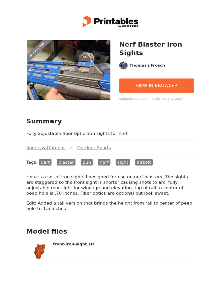 Nerf Blaster Iron Sights | PDF