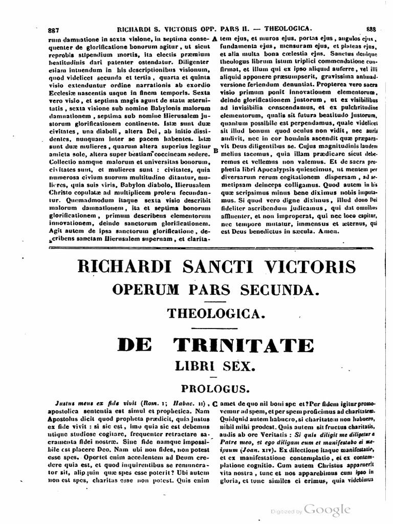 1162-1173, Richardus S Victoris Prior, de Trinitate Libri Sex, MLT | PDF