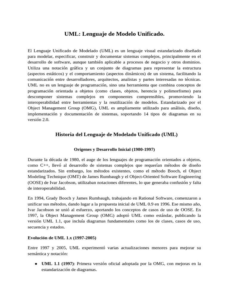 Tarea 1. UML - Lenguaje de Modelado Unificado. | PDF | Lenguaje de ...
