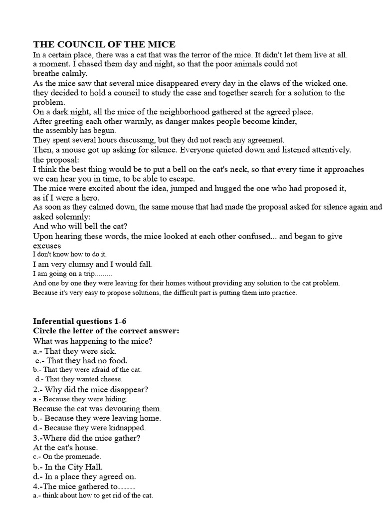 Understanding - The Council of the Mice | PDF | Mouse