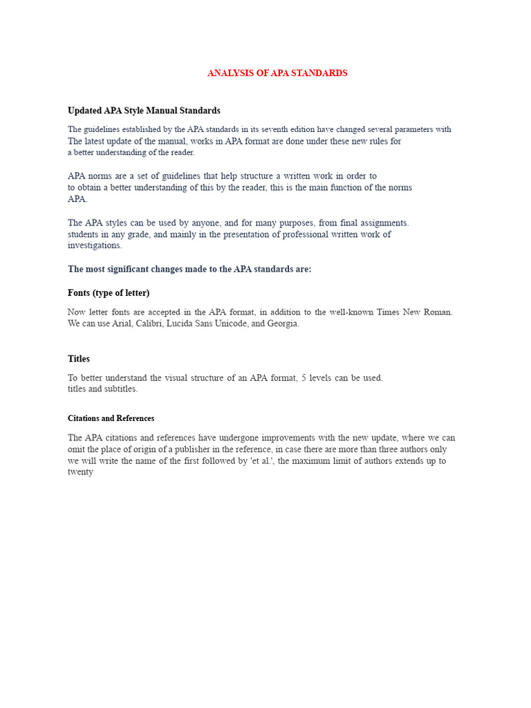 Analysis of Apa Standards | PDF