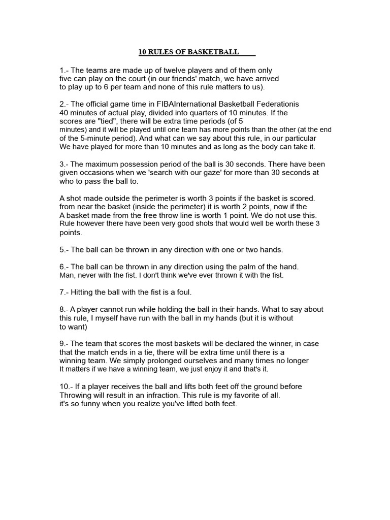 10 Essential Basketball Rules | PDF
