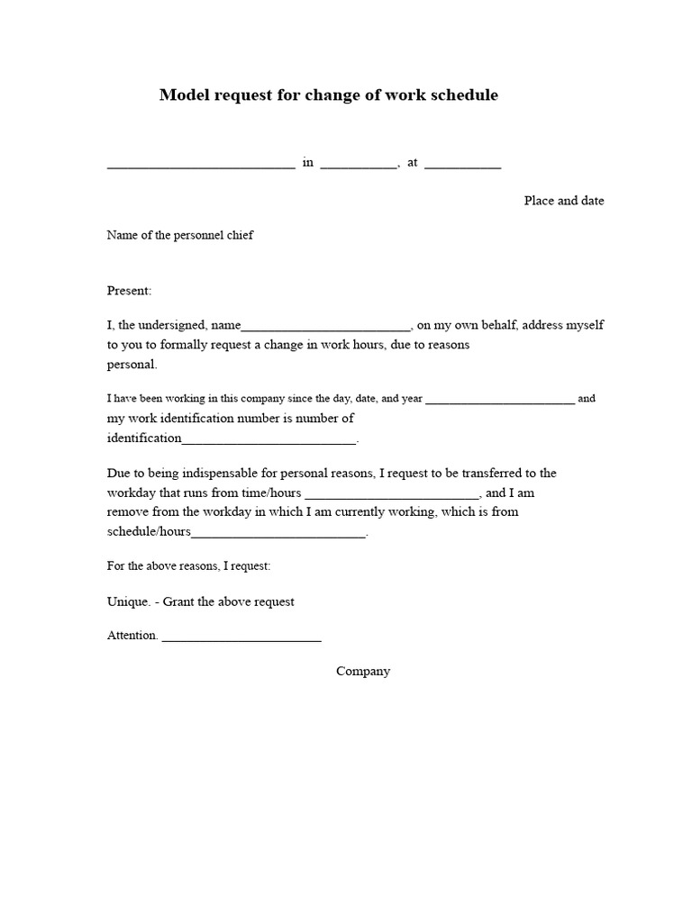Model of Schedule Change Request | PDF