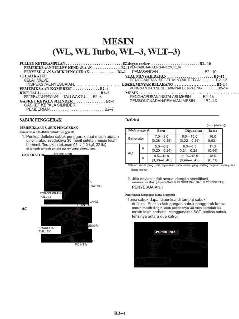 Panduan Perawatan Mesin WL dan Turbo | PDF