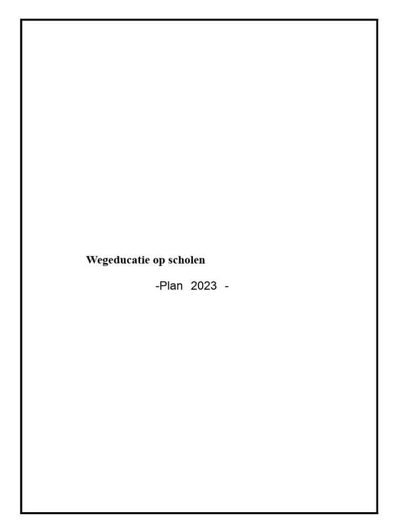 Verkeerseducatie Scholen - Jaarplan 2023 | PDF