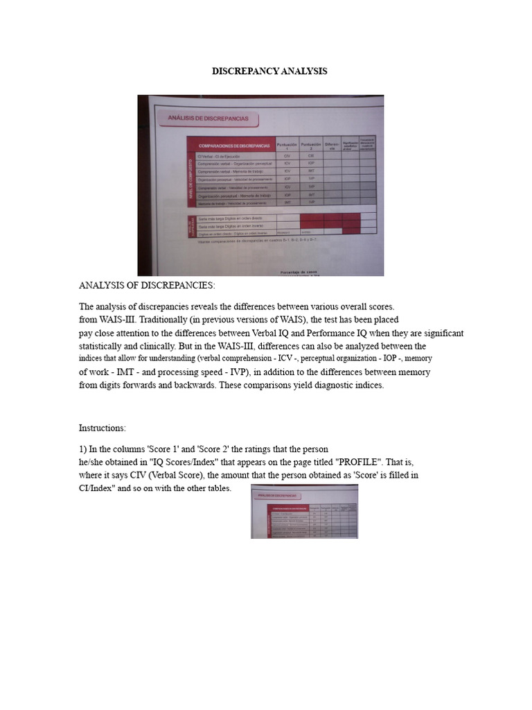 Analysis of The Discrepancies | PDF | Wechsler Adult Intelligence Scale ...