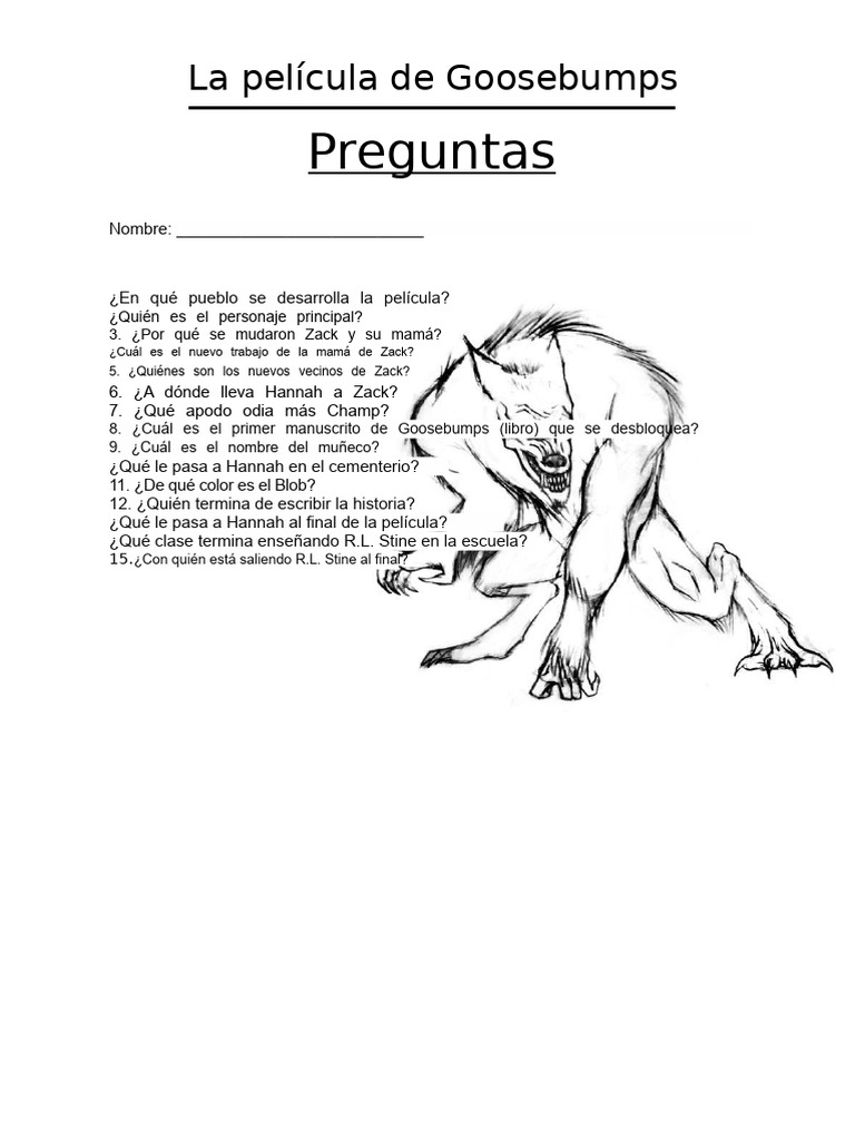 Preguntas Sobre La Película de Goosebumps | PDF