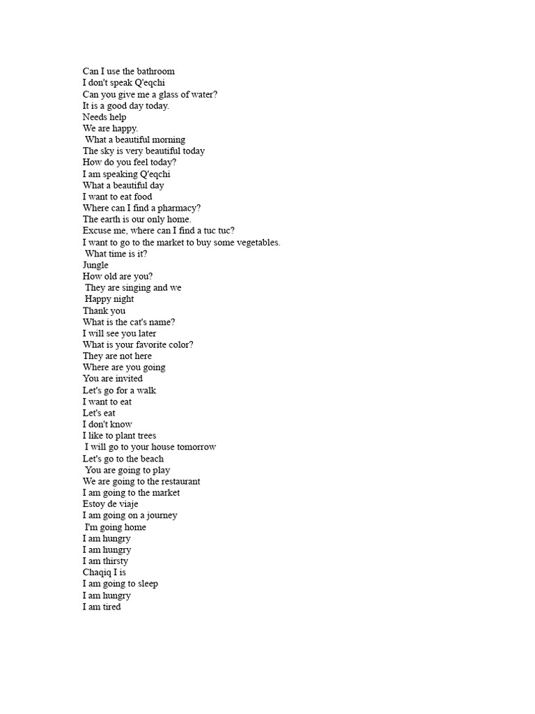 Q'eqchi Basic Phrases Guide | PDF