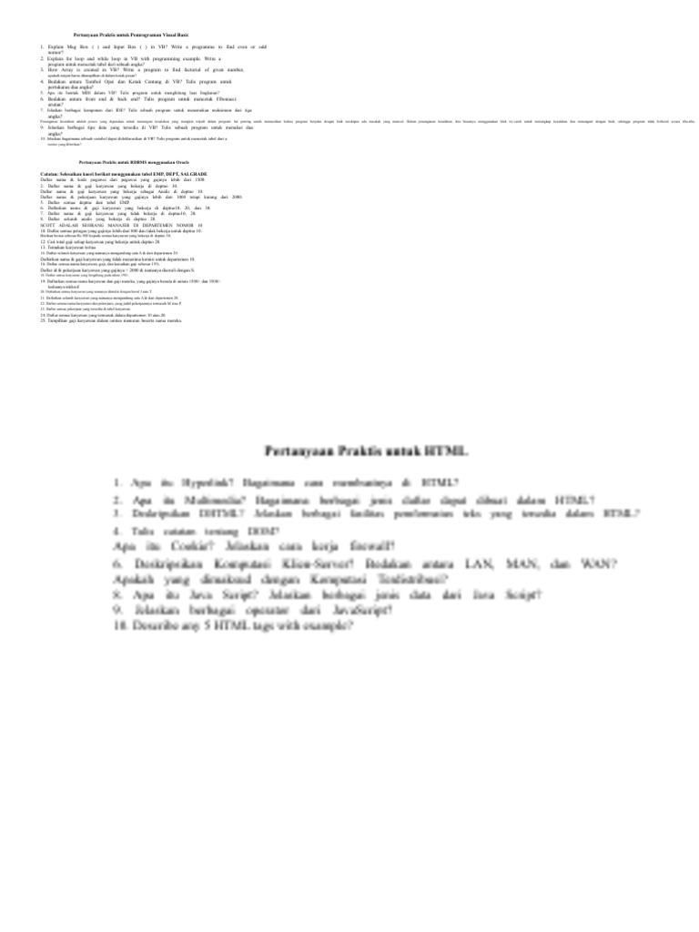 Pertanyaan Praktis Pemrograman VB dan RDBMS | PDF