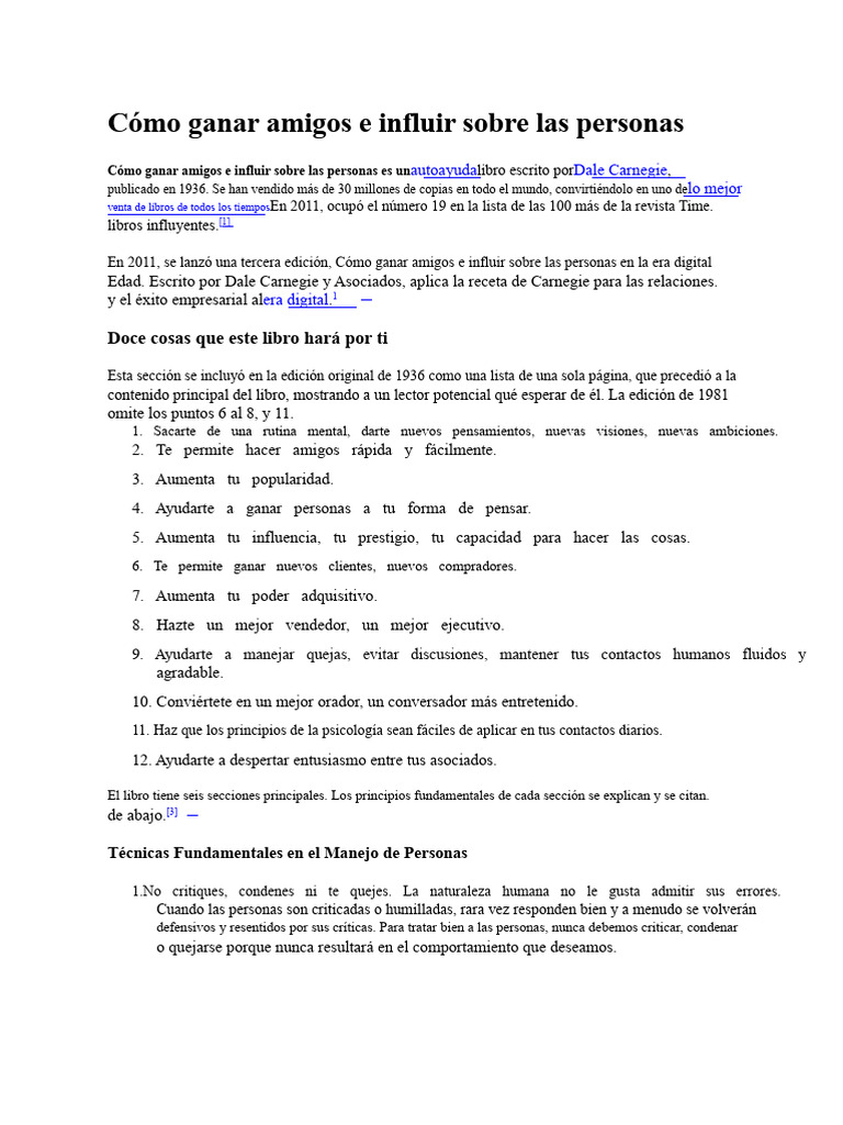 Cómo ganar amigos e influir en personas | PDF | Sicología | Psicología ...