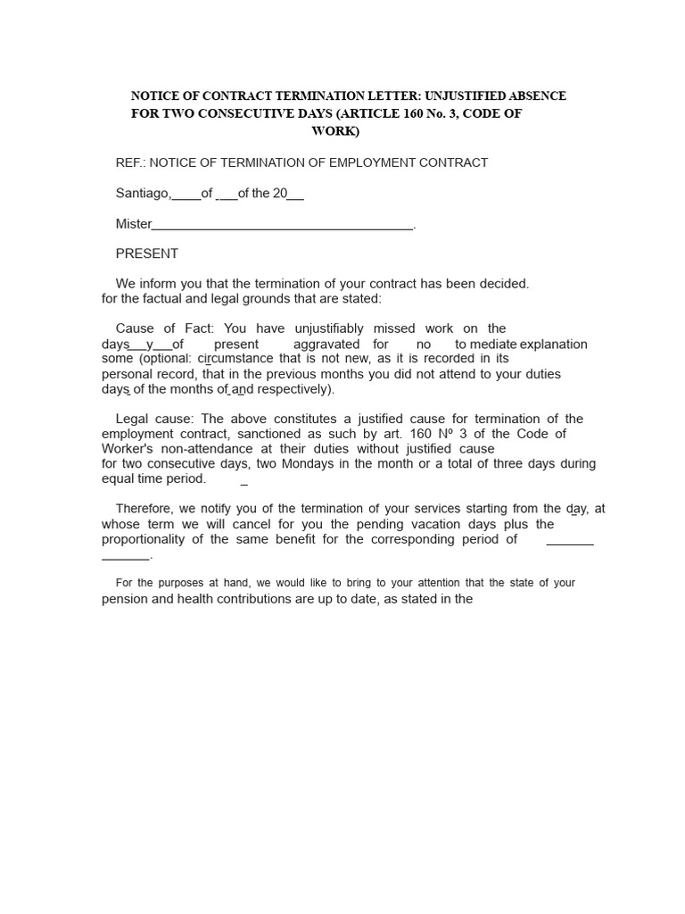 Format Letter of Dismissal Unjustified Absence | PDF