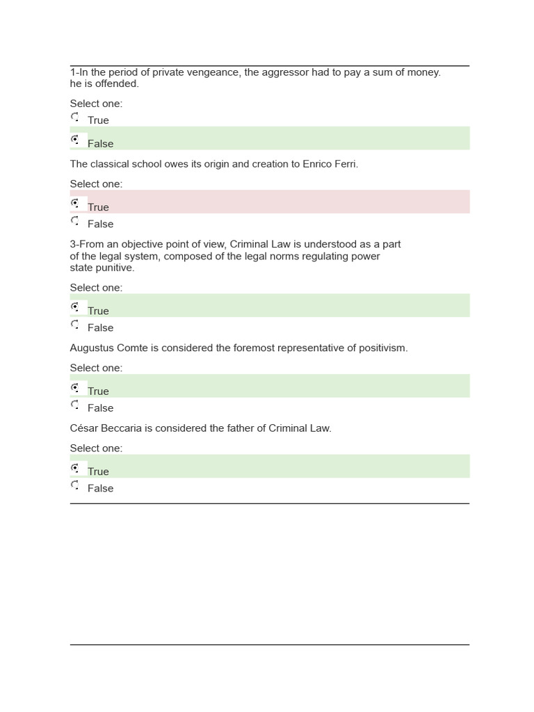 Criminal Law Principles and Doctrines Quiz | PDF | Crimes | Crime ...