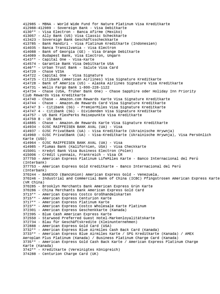 Umfangreiche Bin-Liste | PDF