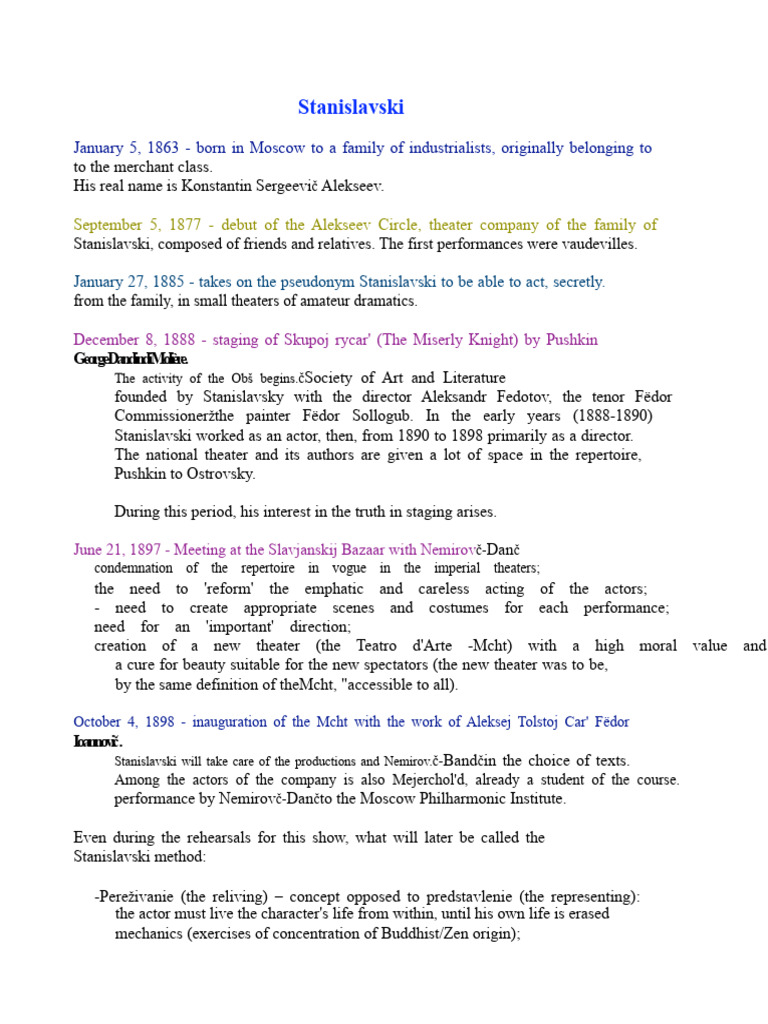 Stanislavski | PDF | Theatre | Performing Arts