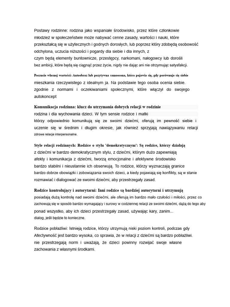 Postawy Rodzinne | PDF