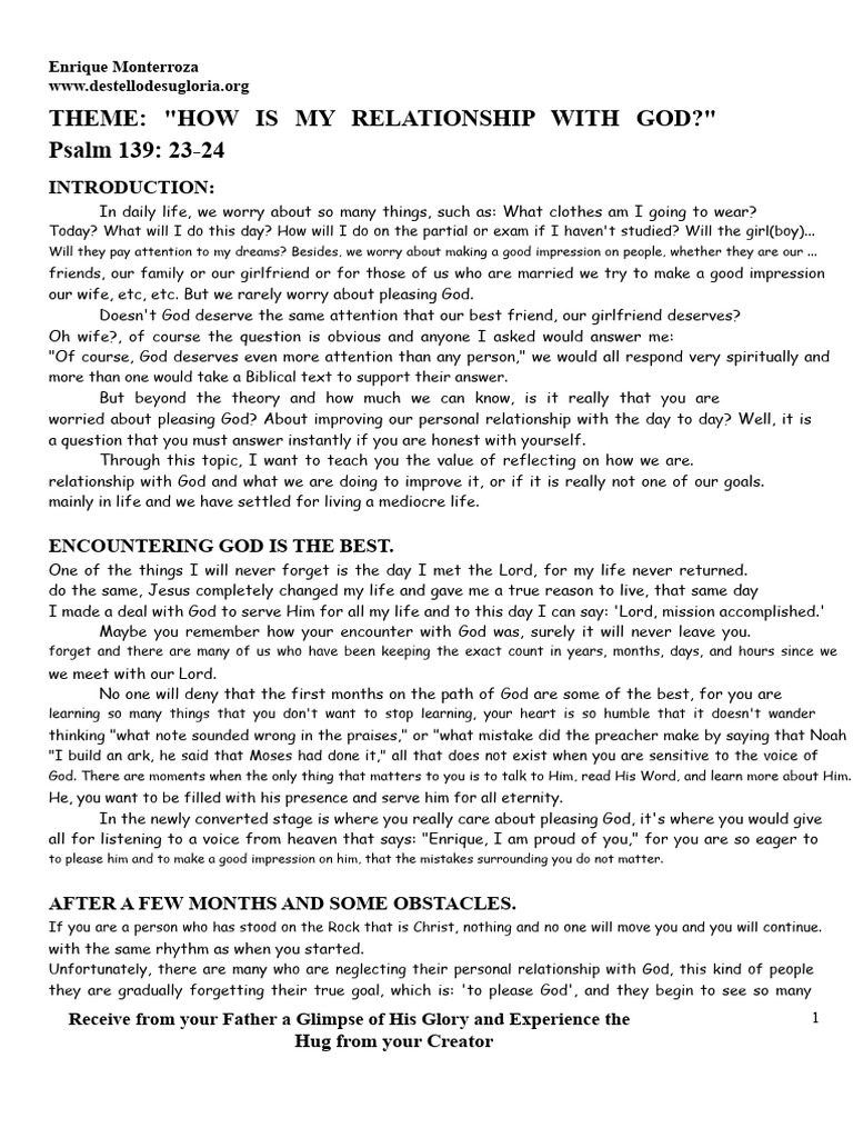 Theme How Is My Relationship With God | PDF | God | Glory (Religion)