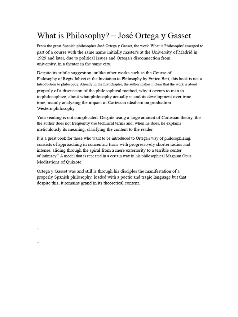 Understanding Philosophy by Ortega y Gasset | PDF