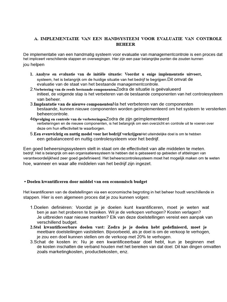 Implementatie Van Een Handmatig Evaluatiesysteem Voor Beheersing | PDF