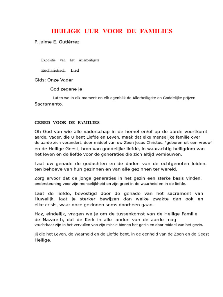 Heilig Uur Voor Gezinnen | PDF