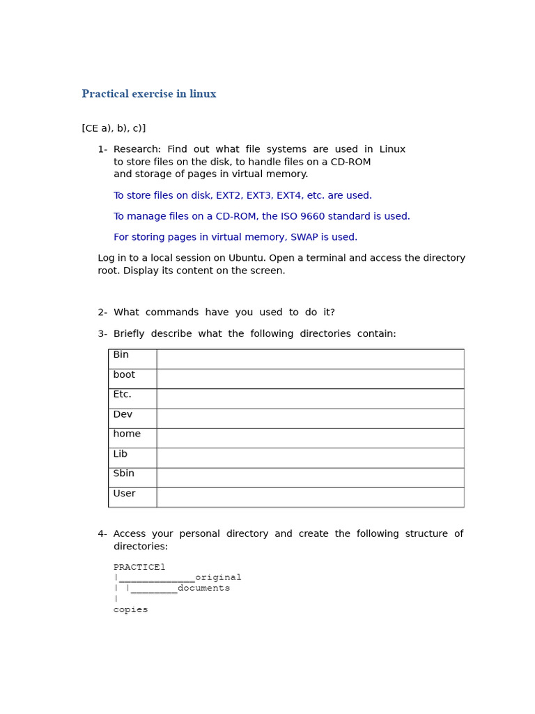 Linux Practical Exercise Guide | PDF | File System | Computer File