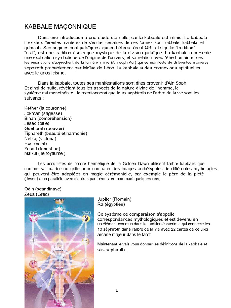 L'Arbre Séphirotique en Maçonnerie | PDF | Kabbale | Dieu