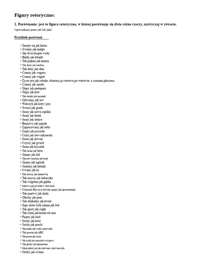 Porównanie, Aliteracja, Personifikacja | PDF