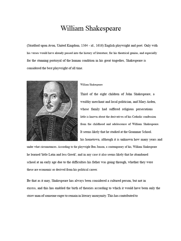 William Shakespeare Biography | PDF | William Shakespeare | Playwright