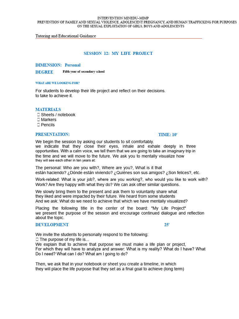 My Life Project: Goals and Reflections | PDF | Social Psychology ...