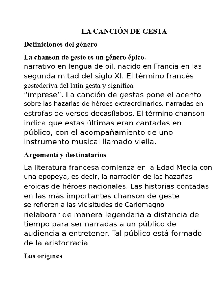 La Canción de Gesta | PDF | Poesía épica