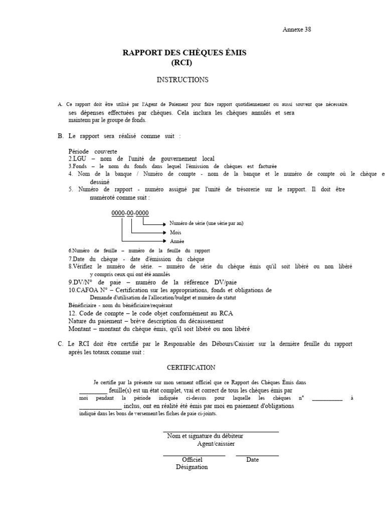 Rapport des Chèques Émis RCI | PDF | Chèque