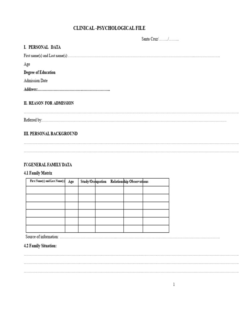 Psychological Clinical Record | PDF | Diseases And Disorders | Abnormal ...