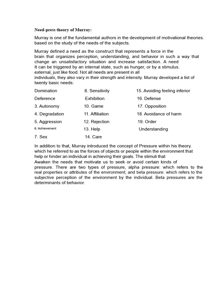 Understanding Need-Press Theory | PDF