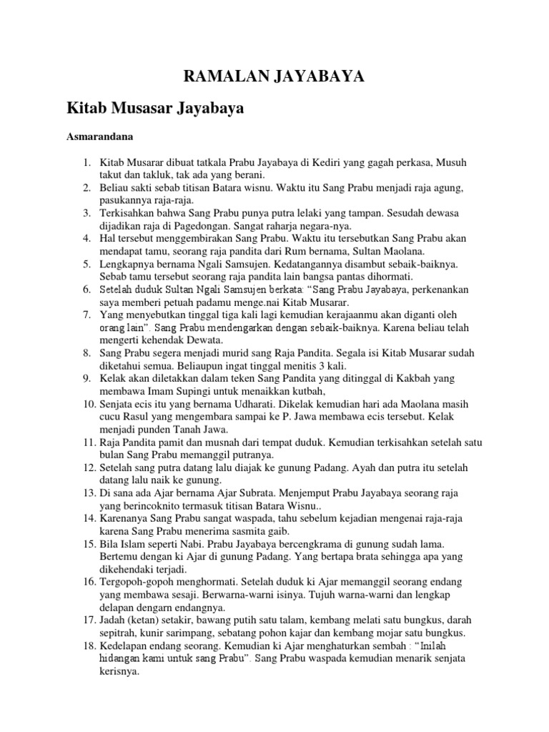 Ramalan Jayabaya | PDF | Sejarah