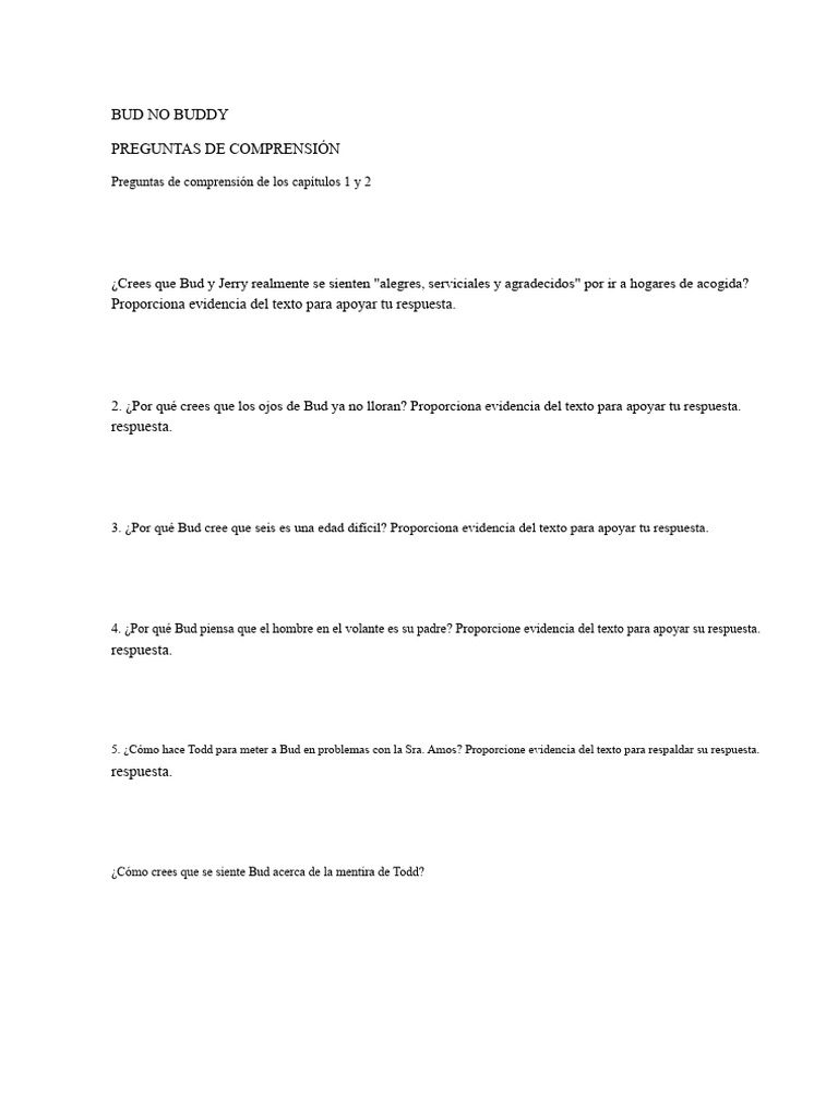 Bud No Buddy | PDF